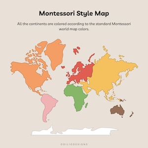 Continents & Oceans Puzzle for Kids World Map Printable Matching Game ...