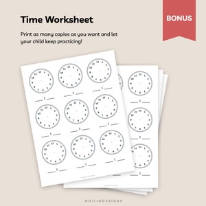 Telling Time Clock Printable Montessori Learning Tell Time for ...