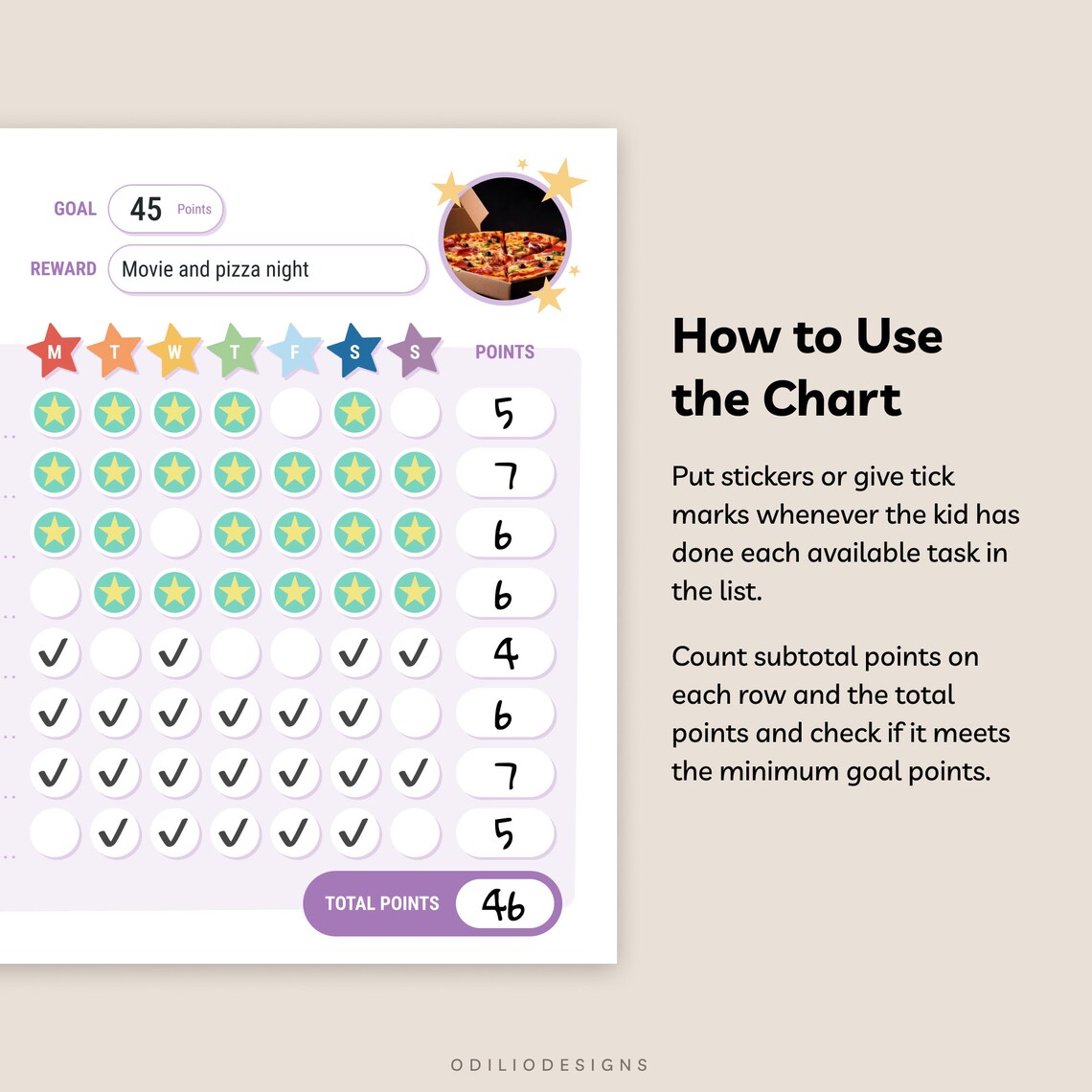 Editable Reward Chart for Kids Chore List Printable PDF Template for ...