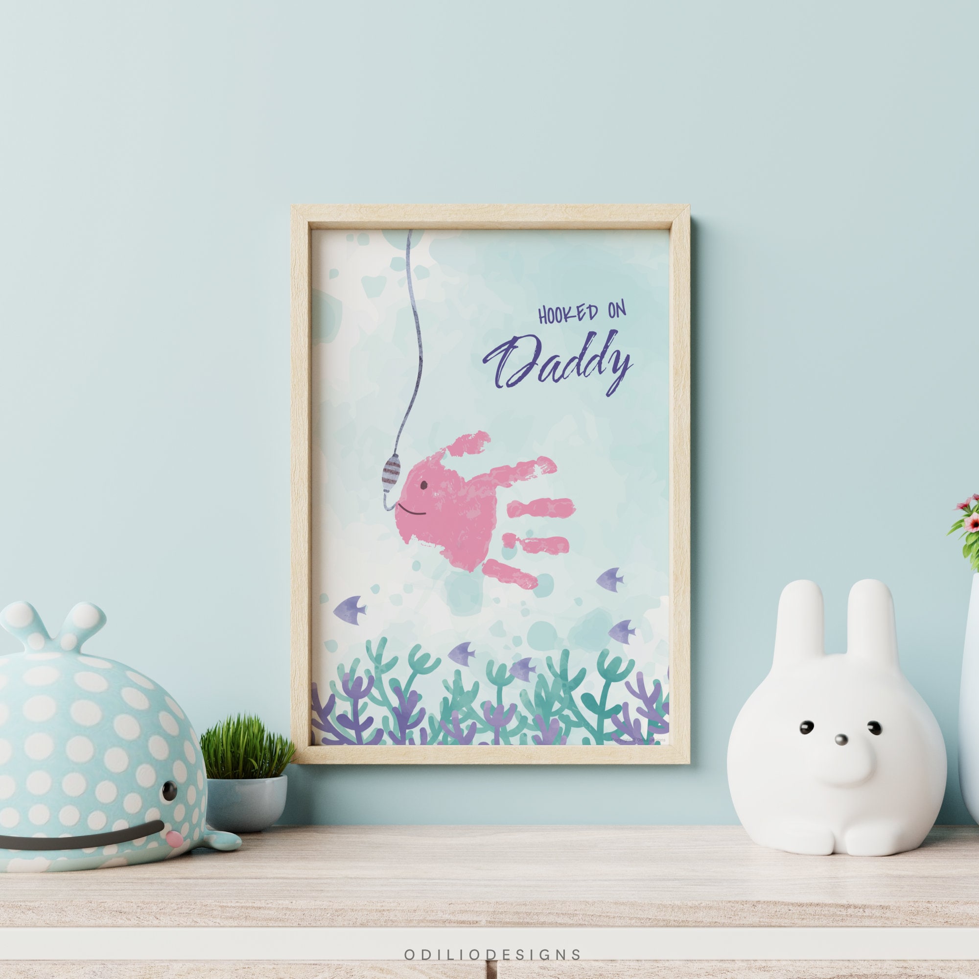 Hooked on Daddy Handprint Father's Day Gift From Baby Toddler Kid Son ...