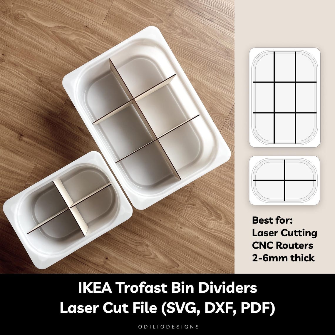 Trofast Bin Dividers SVG Template for IKEA Flisat Table Small Large ...
