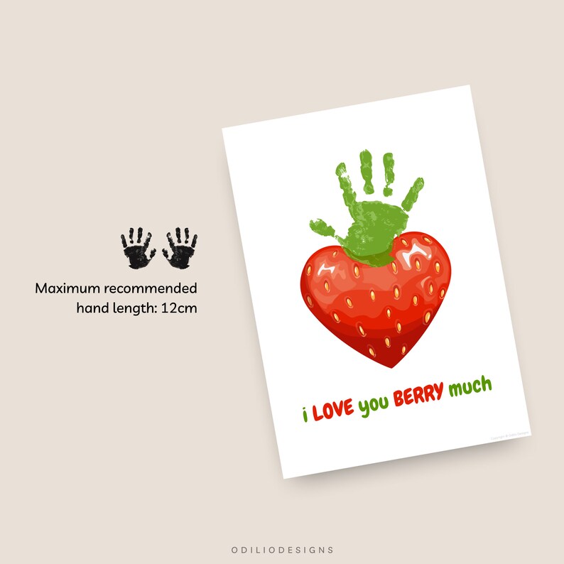 I Love You Berry Much Handprint Art Printable Valentine's Day Gift for ...