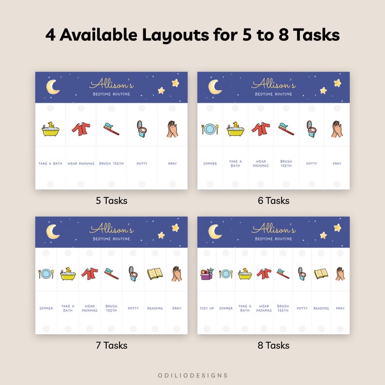 Editable Bedtime Routine Flip Chart for Toddler Bed Time Routine Chart ...