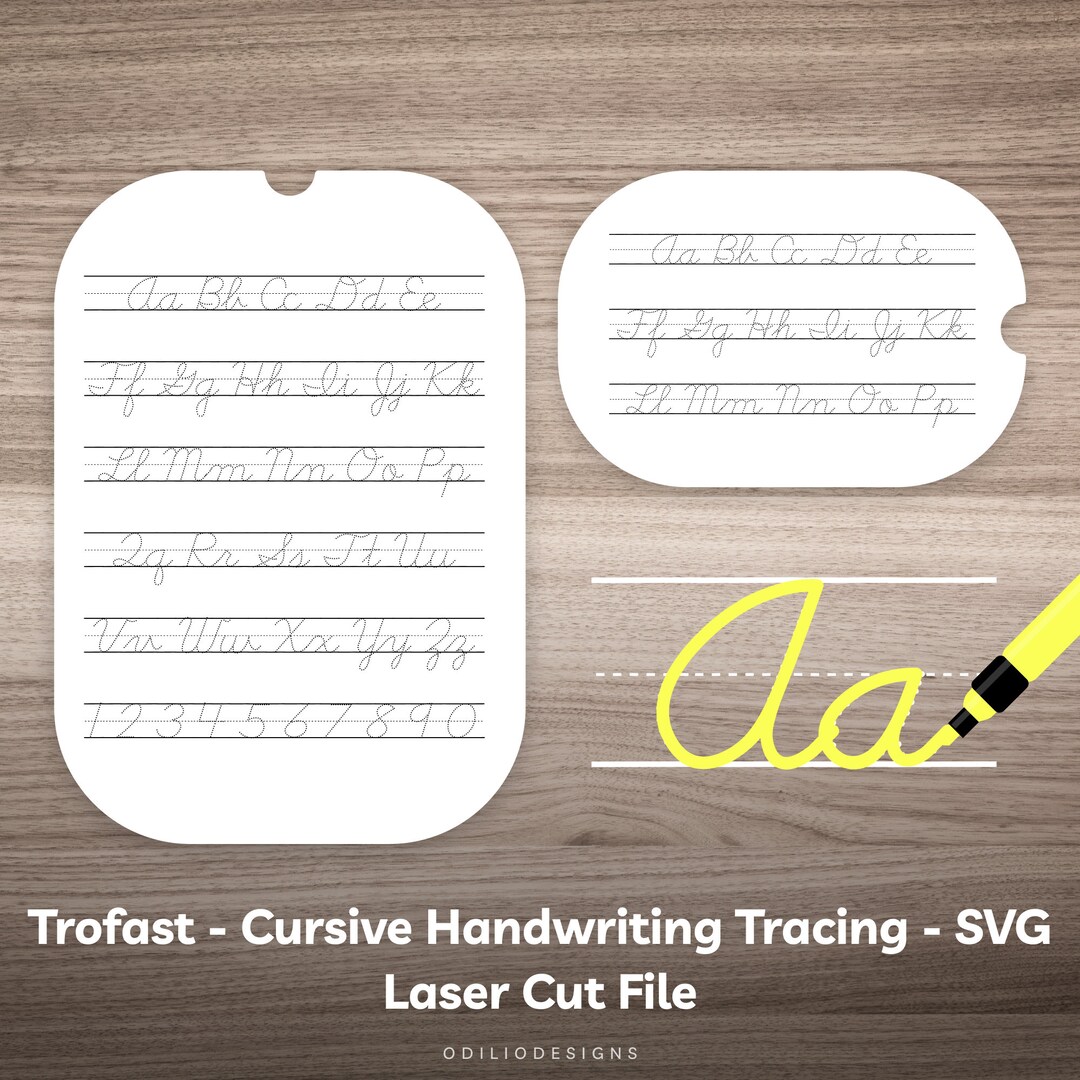 Cursive Alphabet and Number Tracing Board Flisat Trofast Lid Insert SVG ...