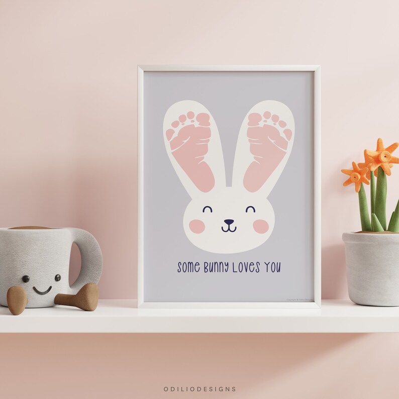 Easter Handprint Footprint Art Craft Some Bunny Loves You Sign for Baby ...