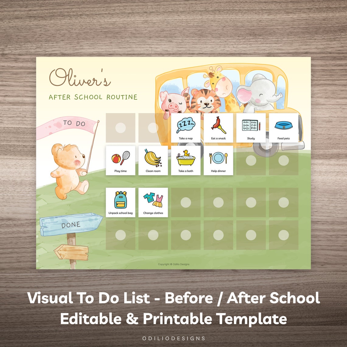 After School Routine Chart for Kids Before School Morning Checklist ...