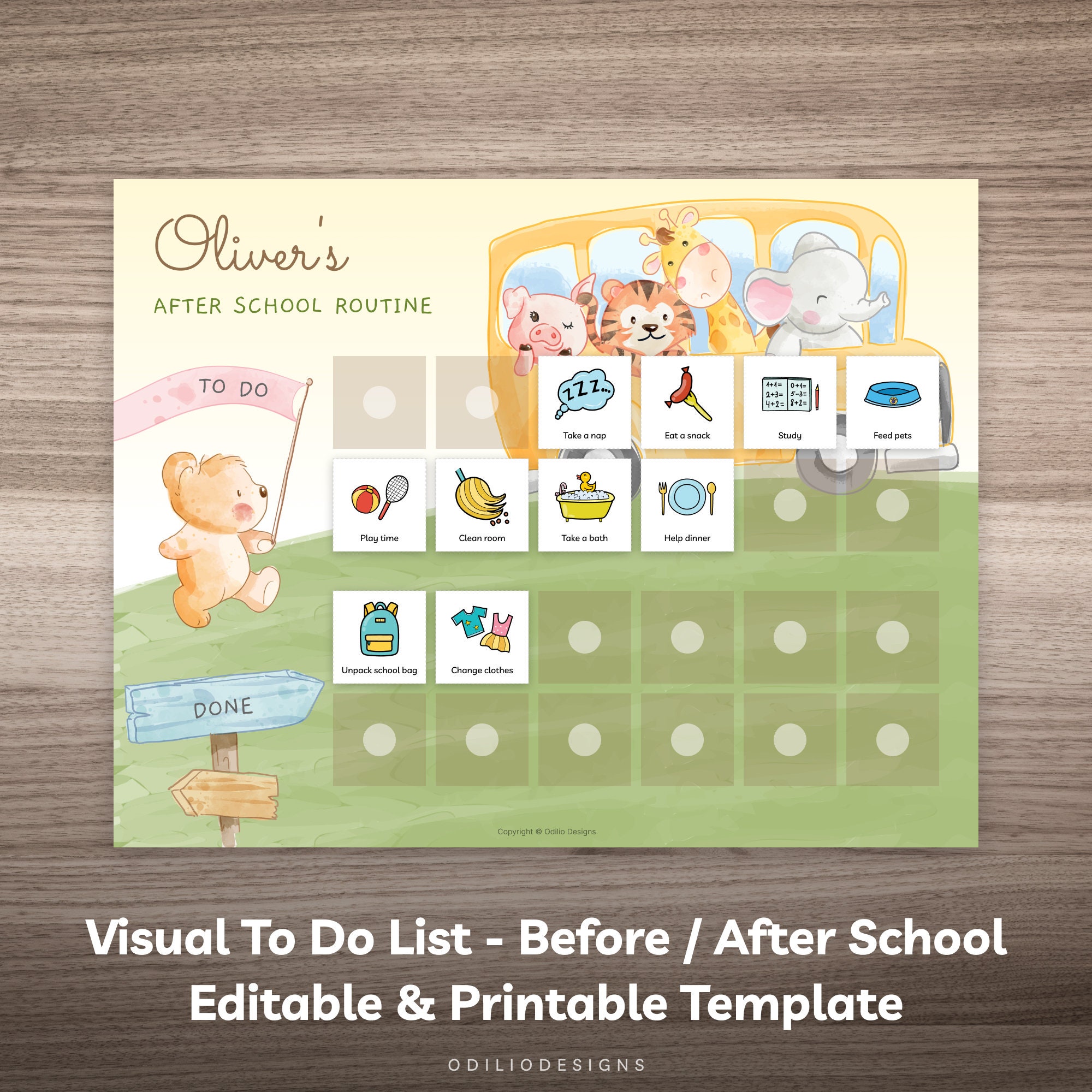 After School Routine Chart for Kids Before School Morning Checklist ...