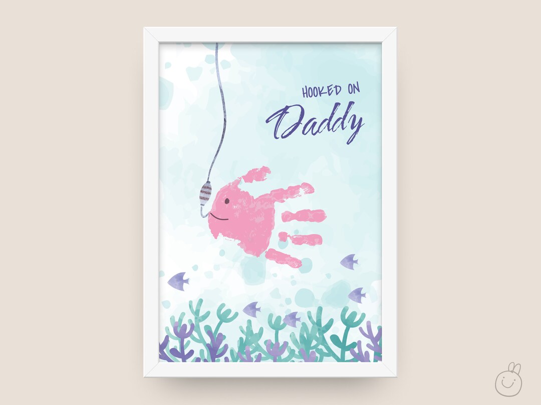 Hooked on Daddy Handprint Father's Day Gift From Baby - Etsy