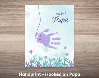 Father’s Day “hooked on Papa” Handprint Gift - Etsy