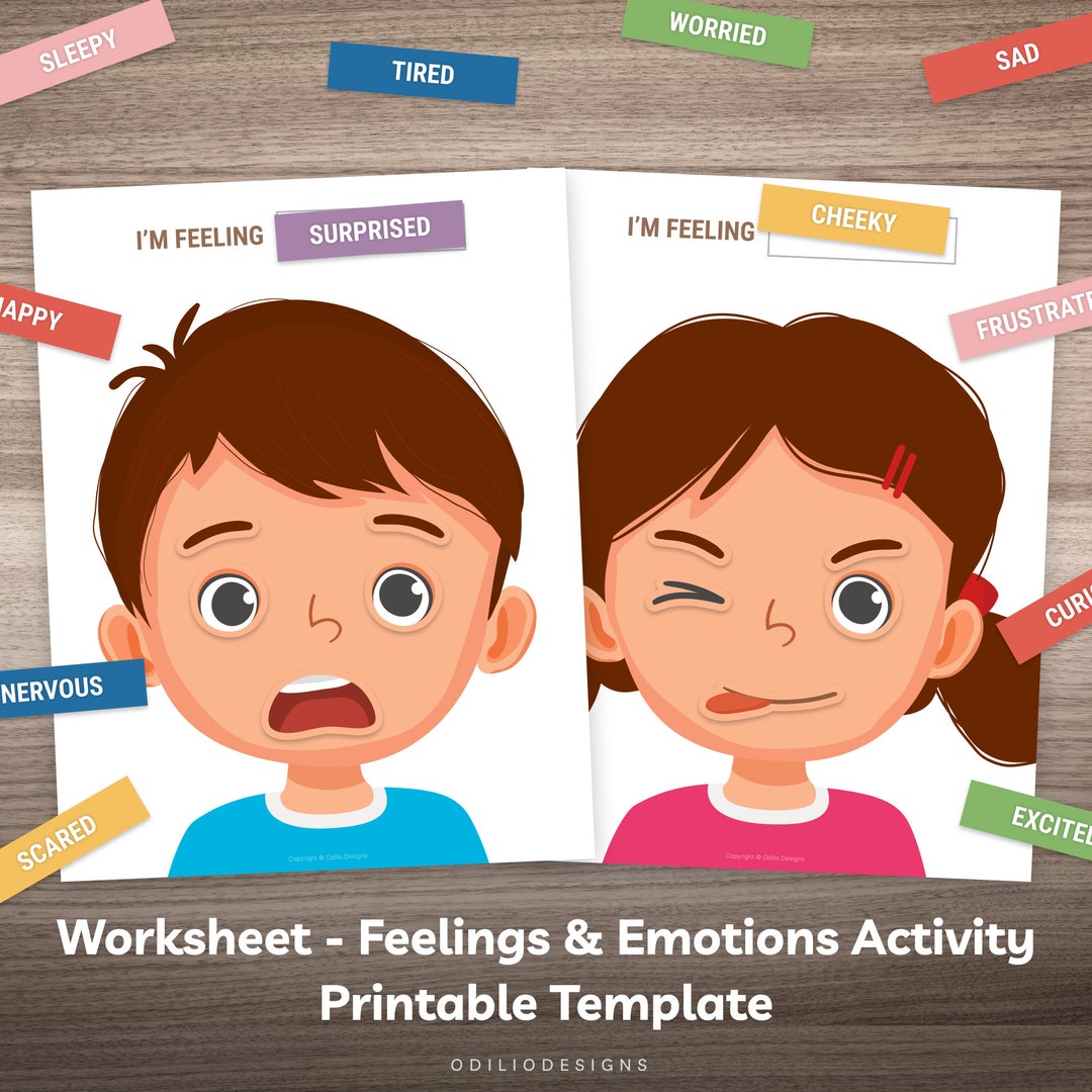 Emotions Activity Worksheet With Boy Girl Photo for Make A Face ...