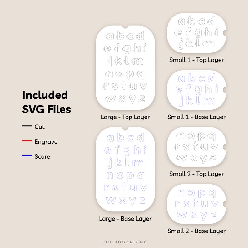 Flisat Insert Alphabet Puzzle SVG Laser Cut File for Kids Lowercase ...