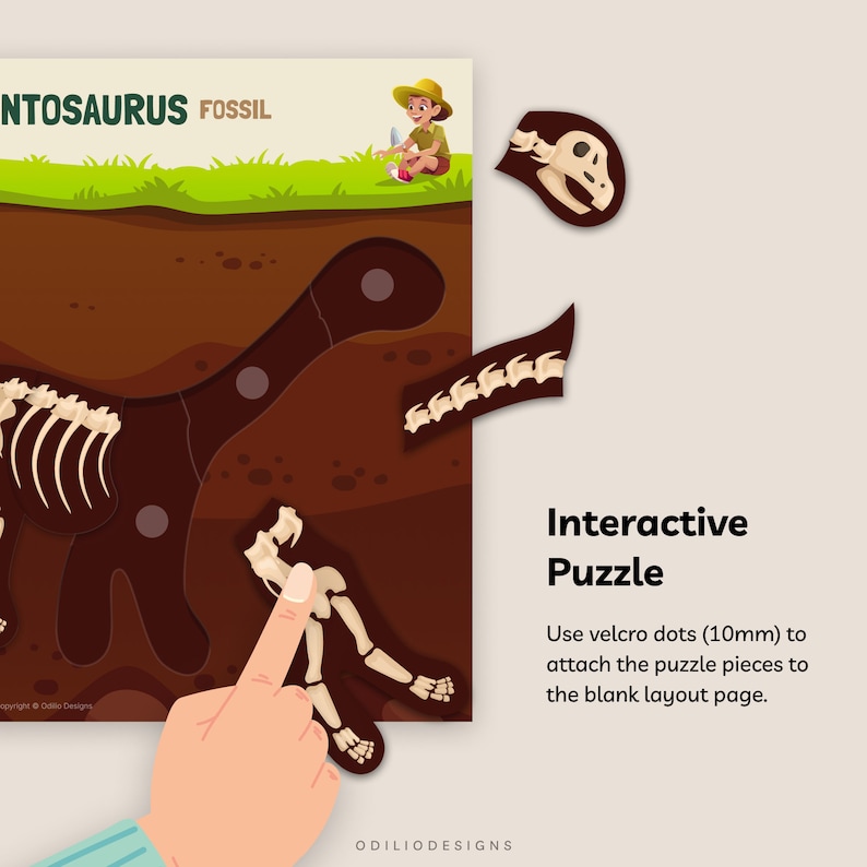 Dinosaur Fossil Puzzle for Kids Matching Game Printable Dino Skeleton ...