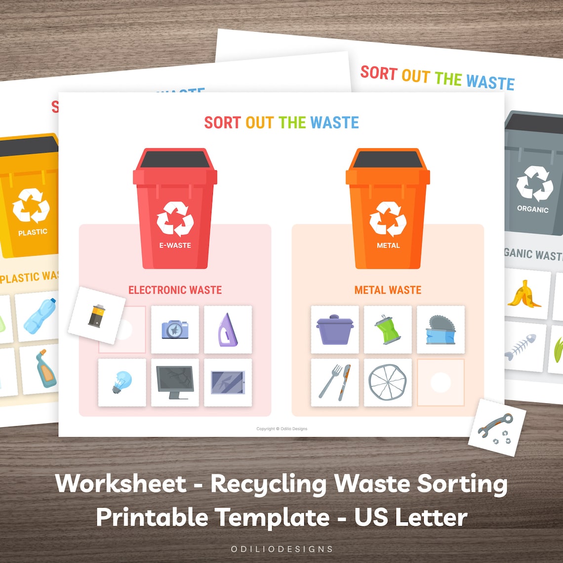 Printable Waste Sorting Game Recycling Garbage Worksheet for Kid Earth ...