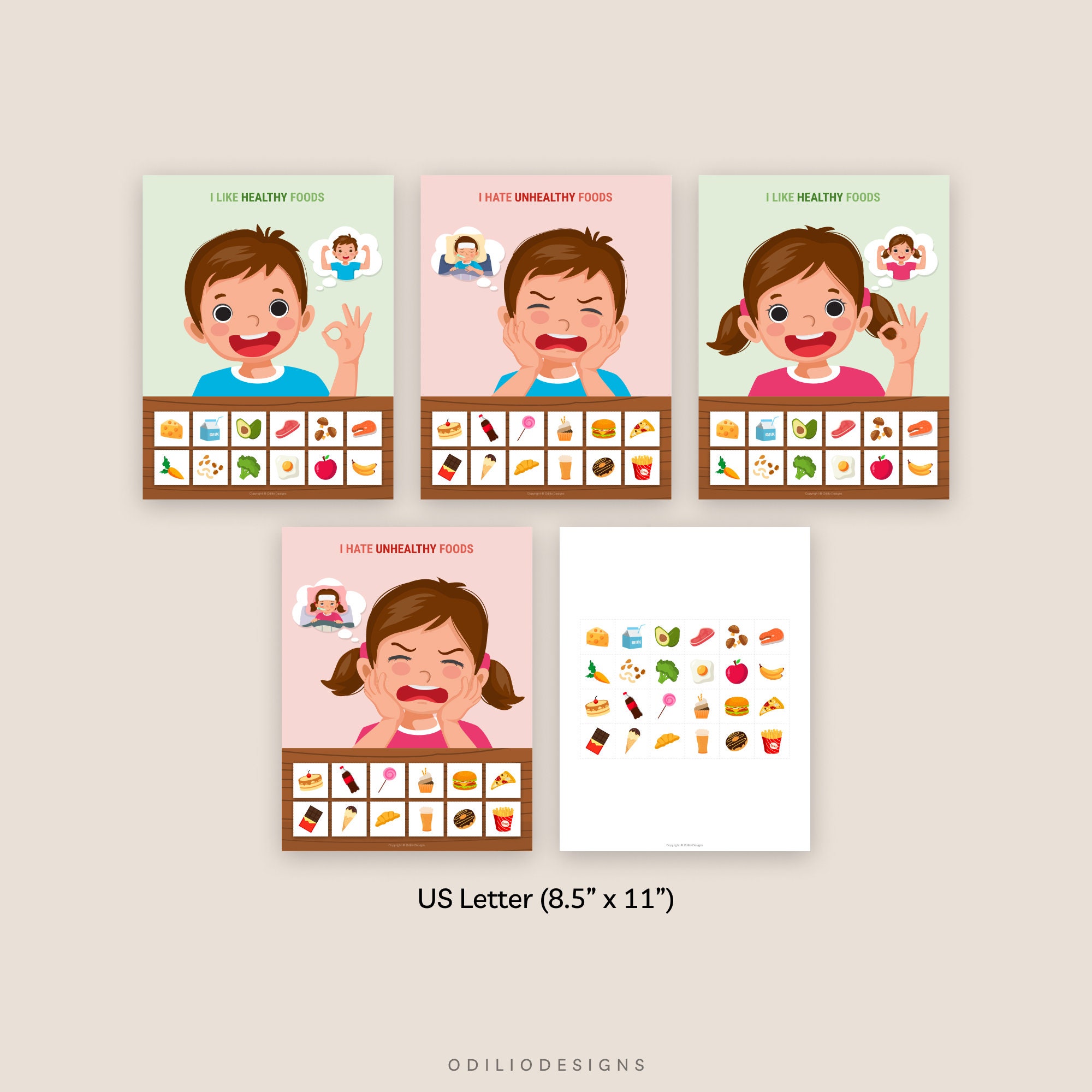 Healthy & Unhealthy Foods Sorting Activity for Preschool Kindergarten ...