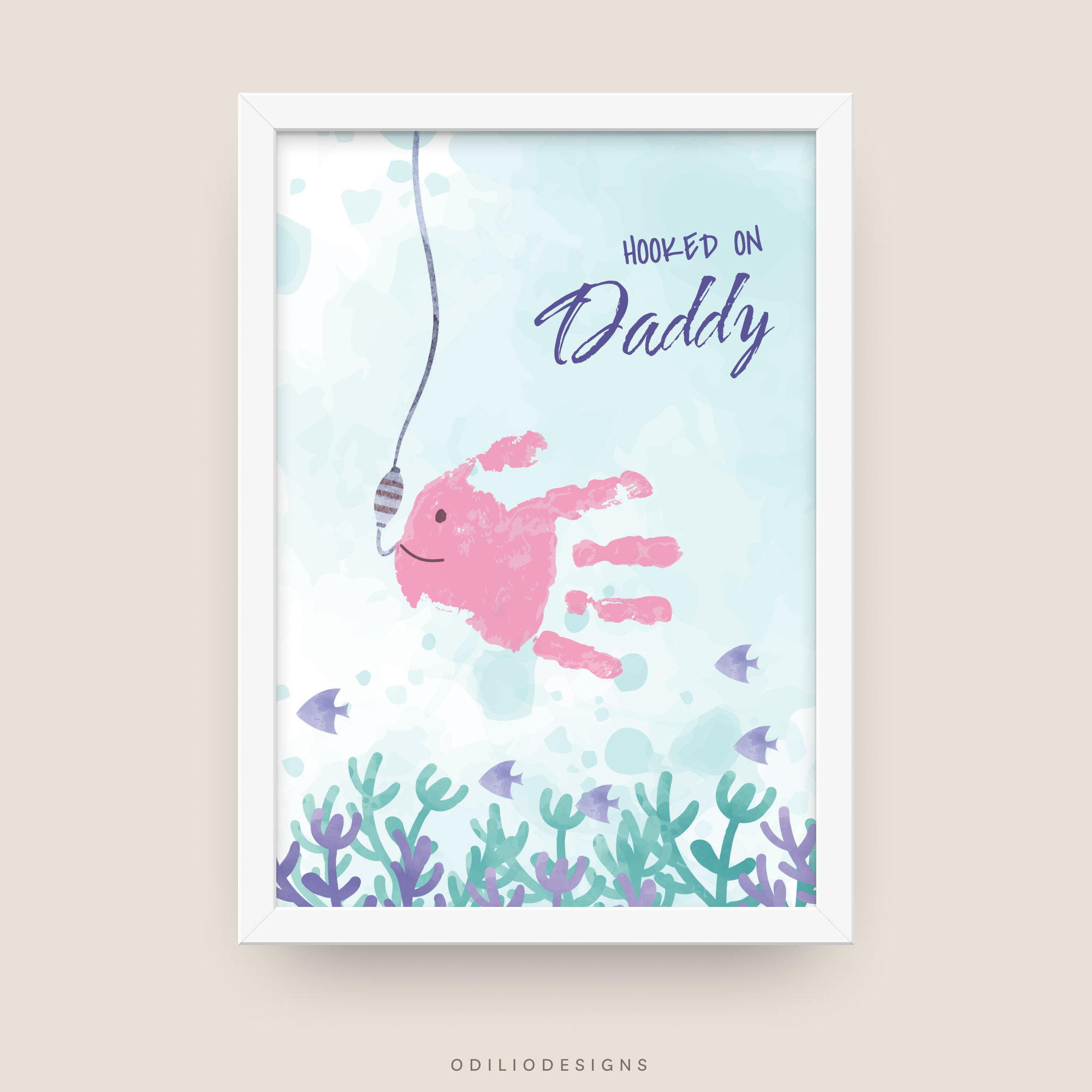 Hooked on Daddy Handprint Father's Day Gift From Baby Toddler Kid Son ...