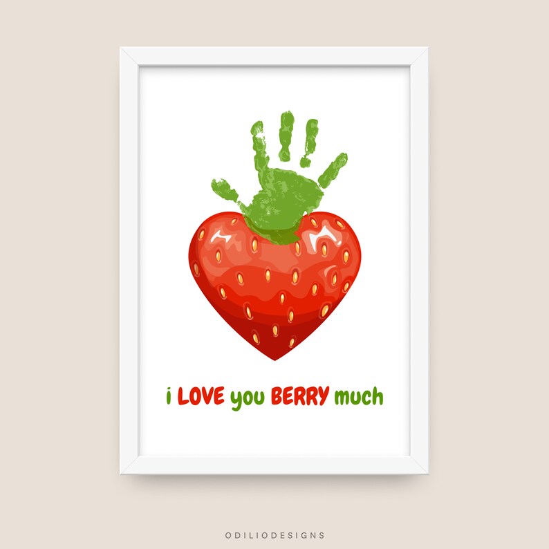 I Love You Berry Much Handprint Art Printable Valentine's Day Gift for ...