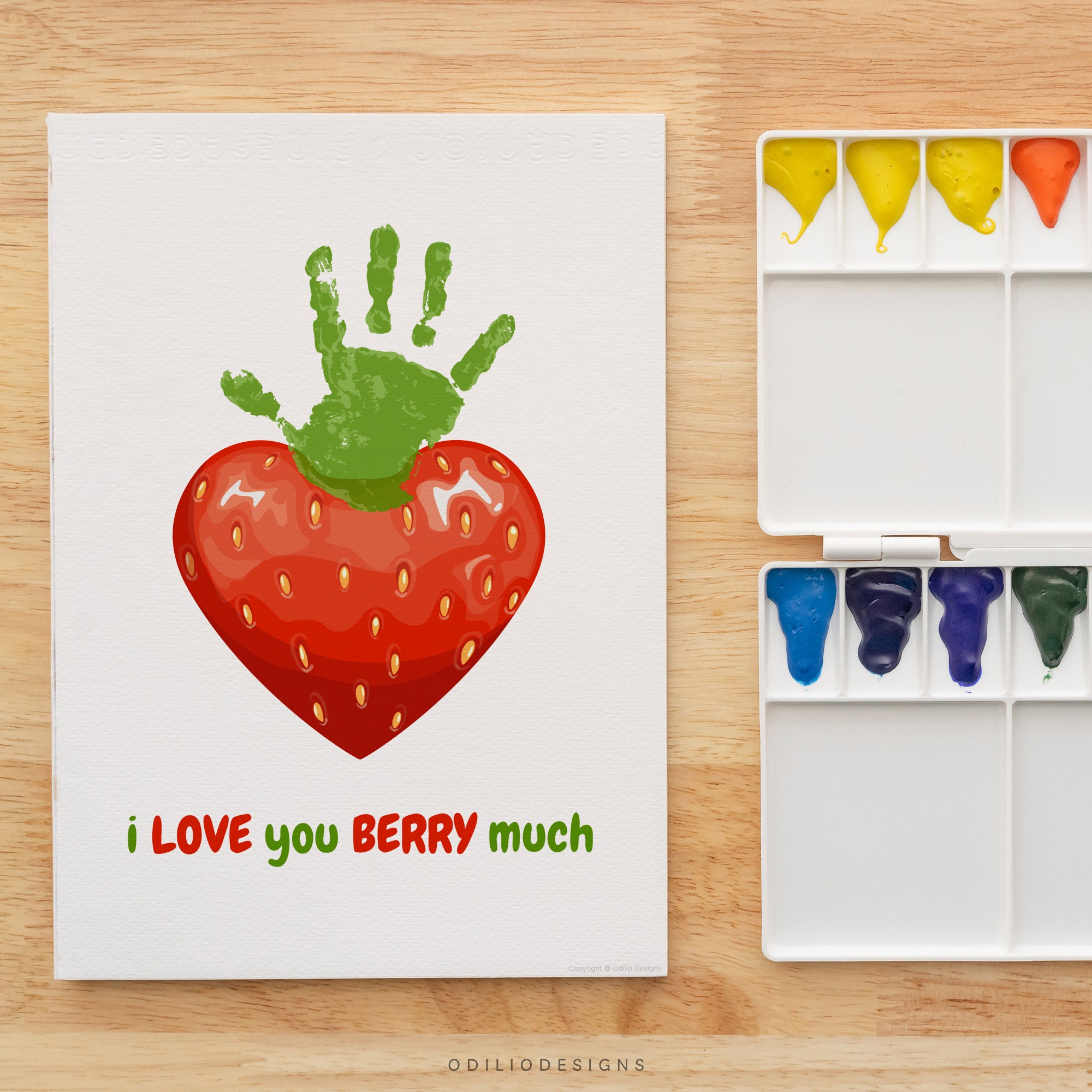 I Love You Berry Much Handprint Art Printable Valentine's Day Gift for ...