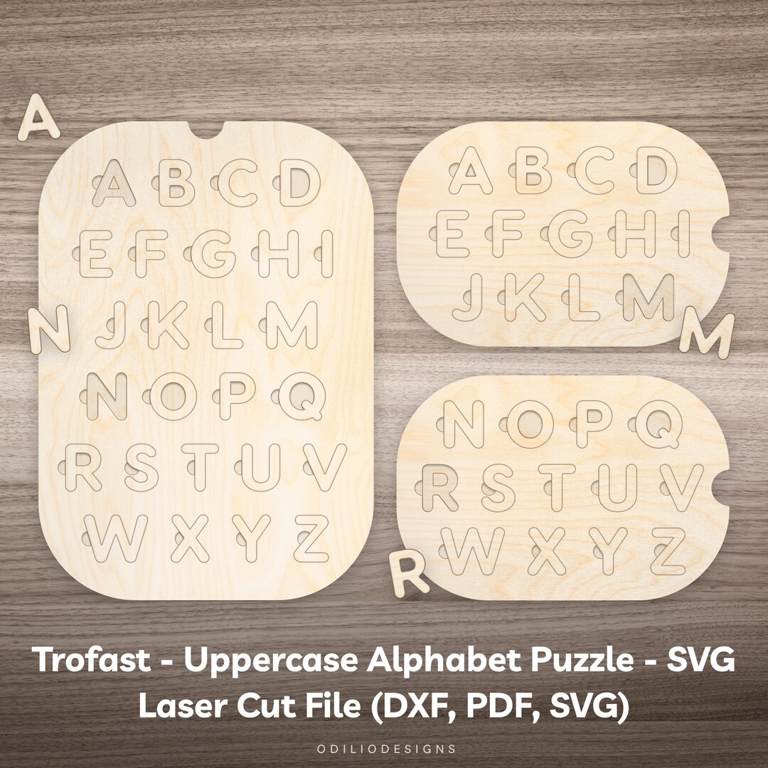Flisat Insert Alphabet Puzzle SVG Laser Cut File for Kids Uppercase ...