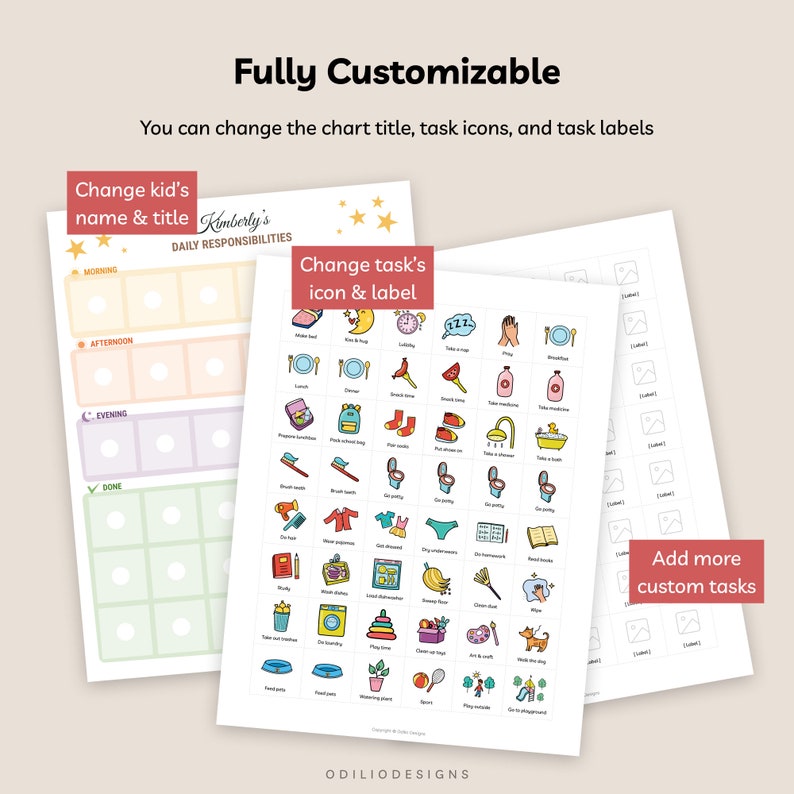 Daily Responsibilities Chart for Kids Morning Afternoon Evening Routine ...
