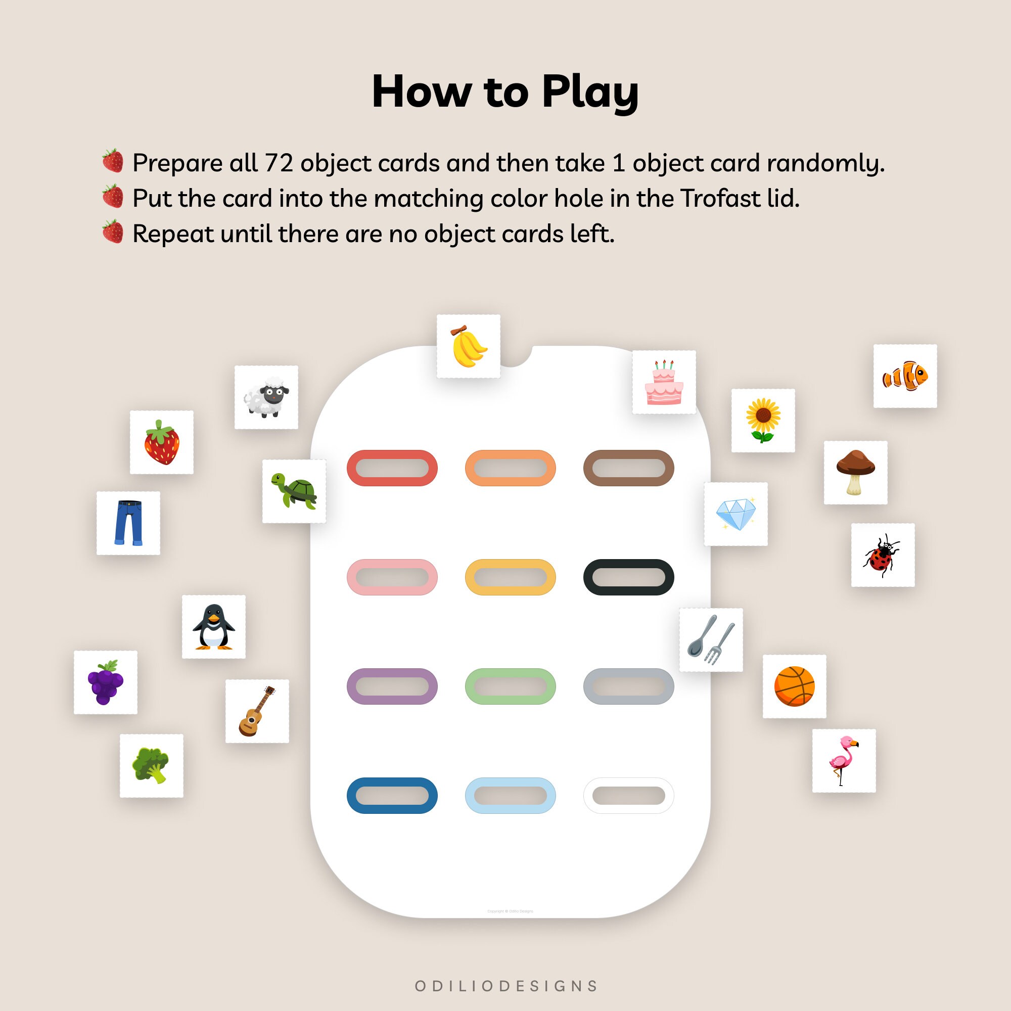 Color Sorting Activity Flisat Trofast Lid Insert Printable Template for ...