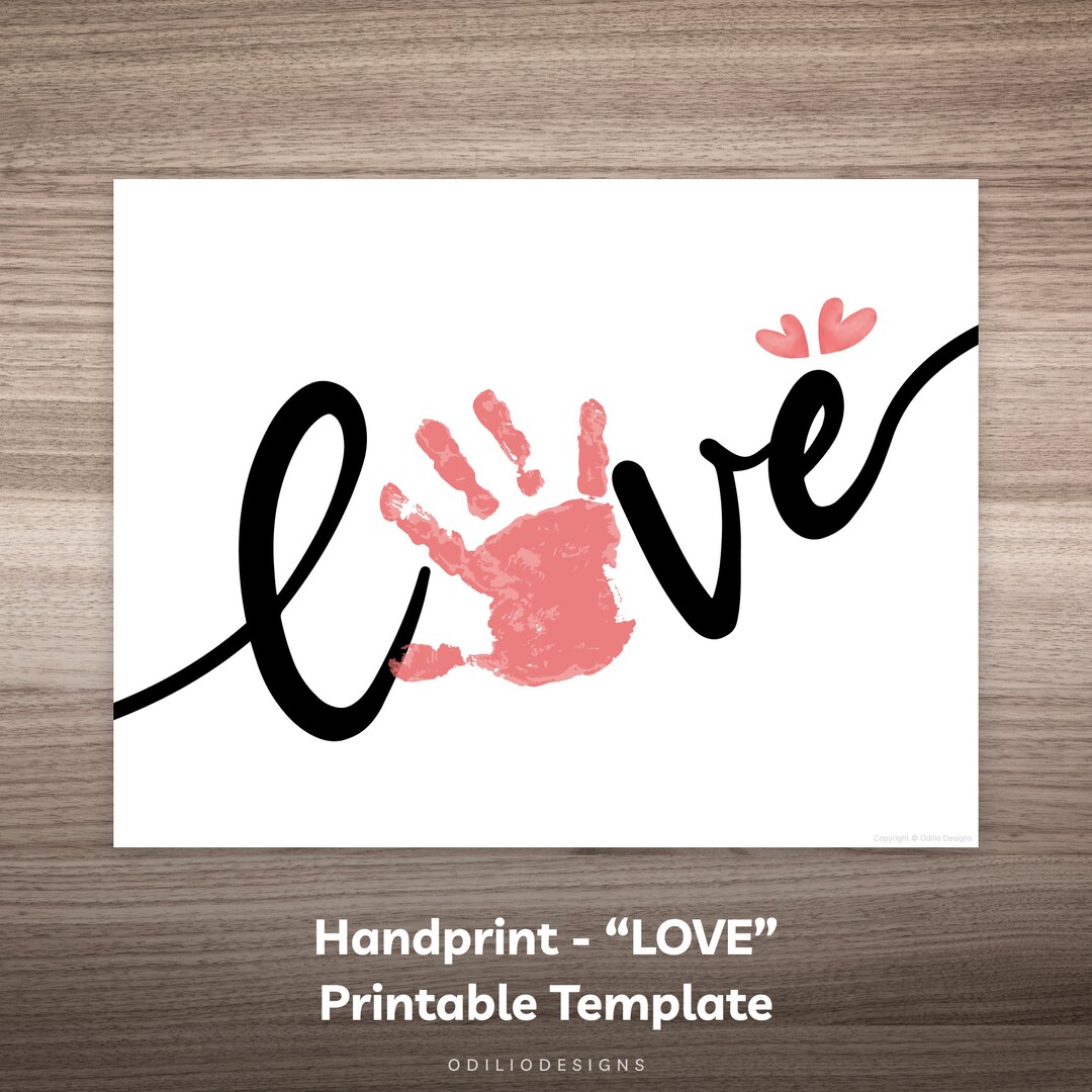 LOVE Handprint Art Craft Valentine's Day Card DIY Kids Gift for Mom Dad ...