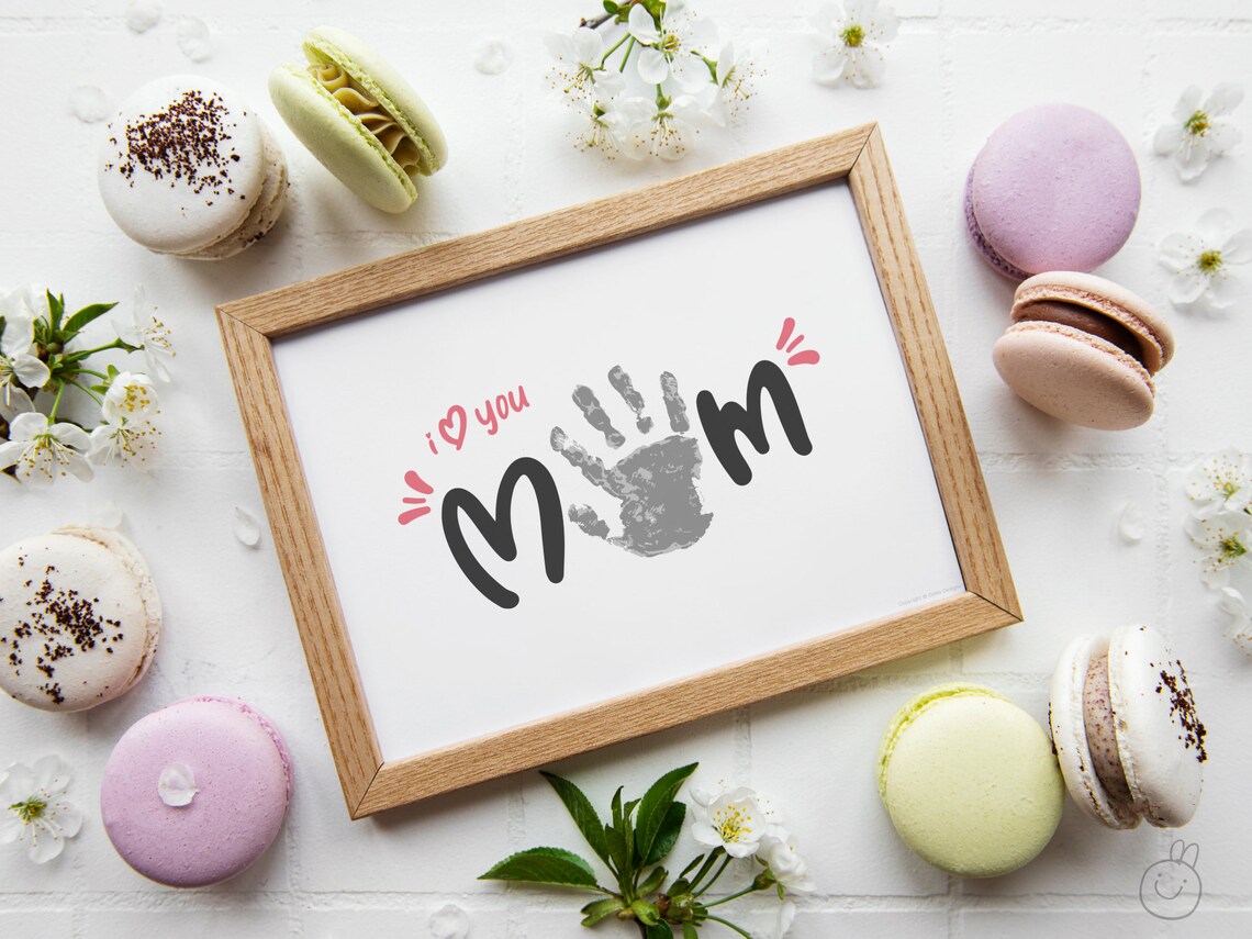 I Love You Mom Handprint Art Craft Valentine's Day Gift for Mother's ...