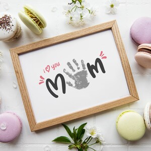 I Love You Mom Handprint Art Craft Valentine's Day Gift for Mother's ...