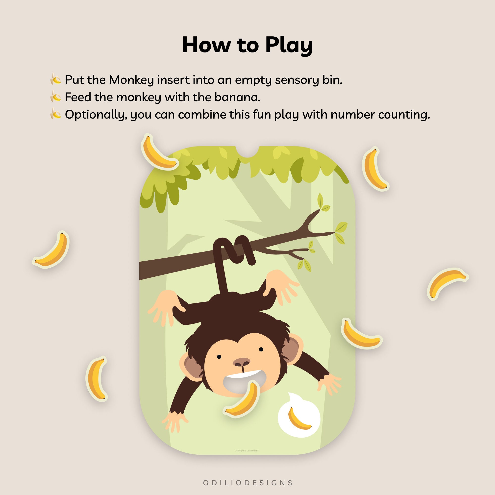 Feeding Monkey Flisat Insert Trofast Bin Lid Printable Fun Game Feeding ...