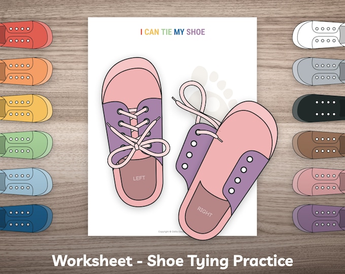 Shoe Lacing Cards Printable, Shoe Tying Practice Activity, Learning to ...