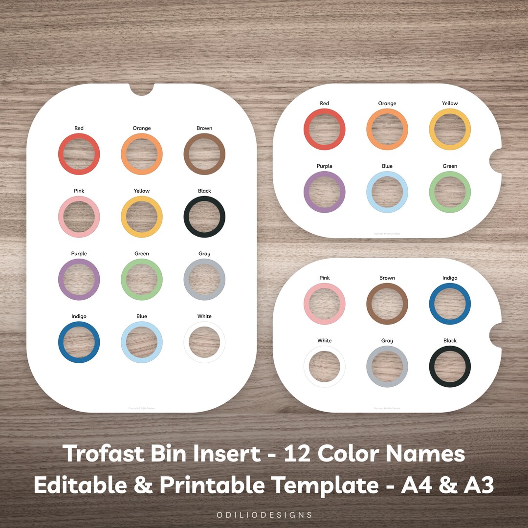 Color Sorting Printable Trofast Insert for Toddler Montessori Color ...