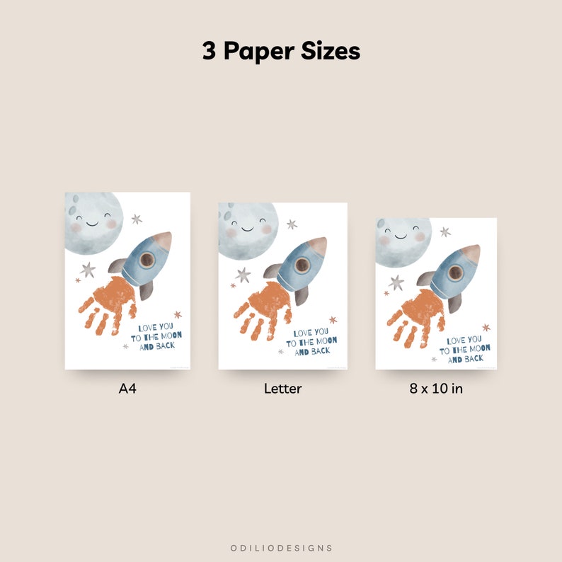 Love You to the Moon and Back Handprint Art Printable Rocket - Etsy