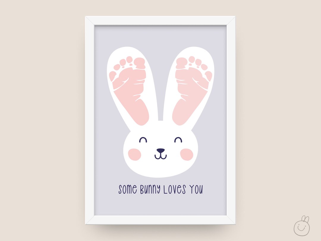 Easter Handprint Footprint Art Craft Some Bunny Loves You Sign for Baby ...