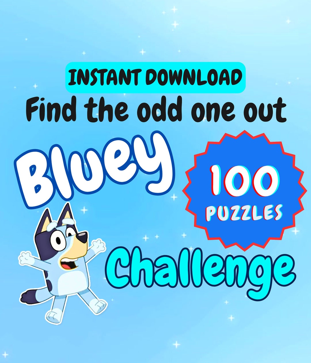 Bluey 100 Visual Puzzles Find the Odd One Out Challenge Activity Book ...
