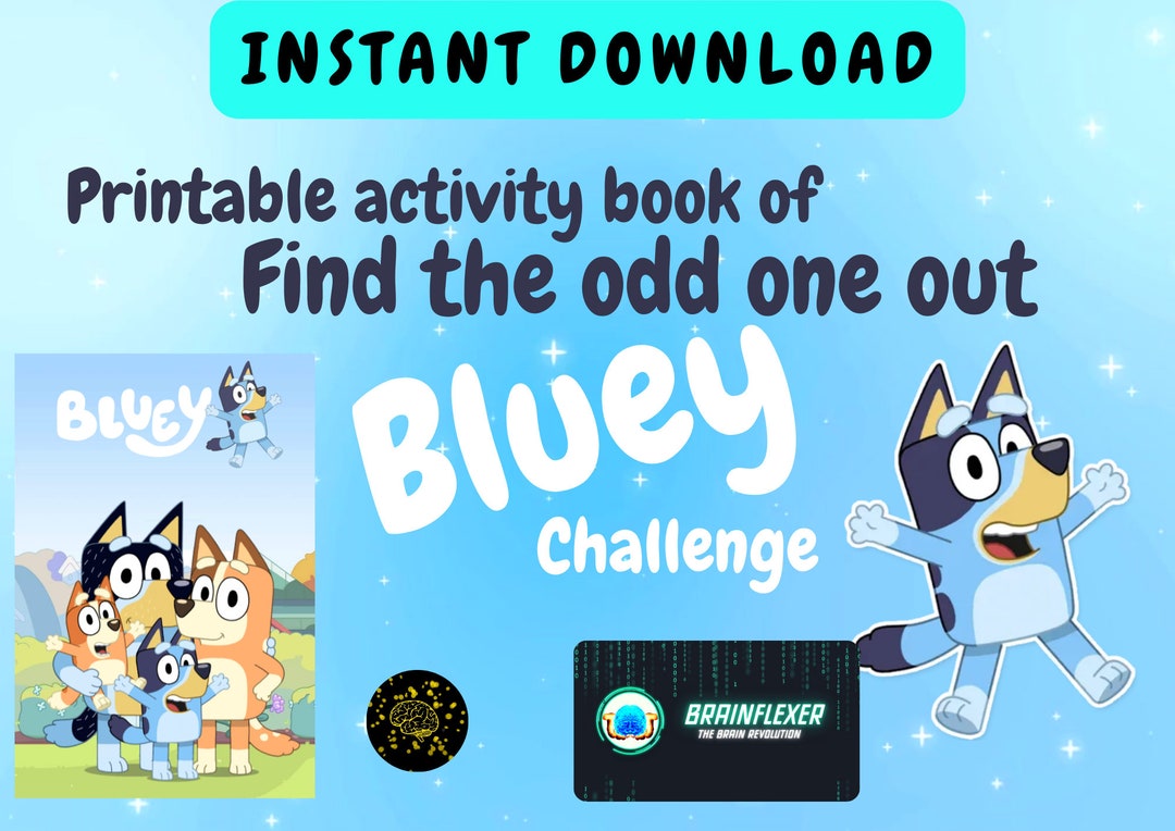 Bluey Themed Find the ODD One Out Challenge 25 Page Printable Puzzle ...