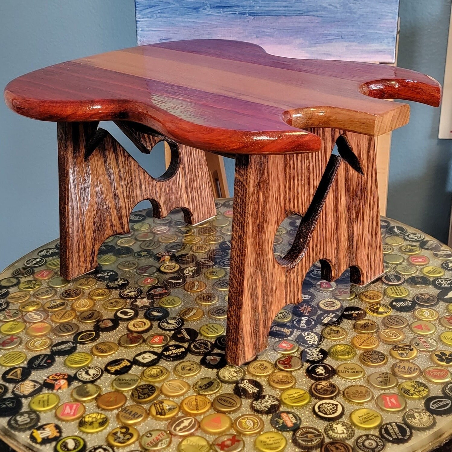 SG Guitar Step Stool - Solid Padouk, Sapele, and Oak - Etsy