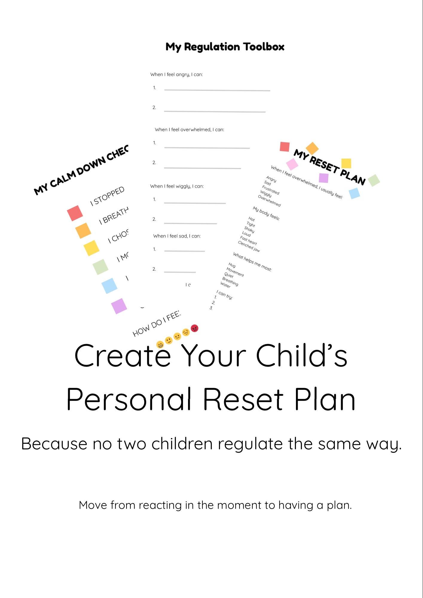 ADHD Emotional Regulation Toolkit for Kids | Calm Down, Routine Charts ...