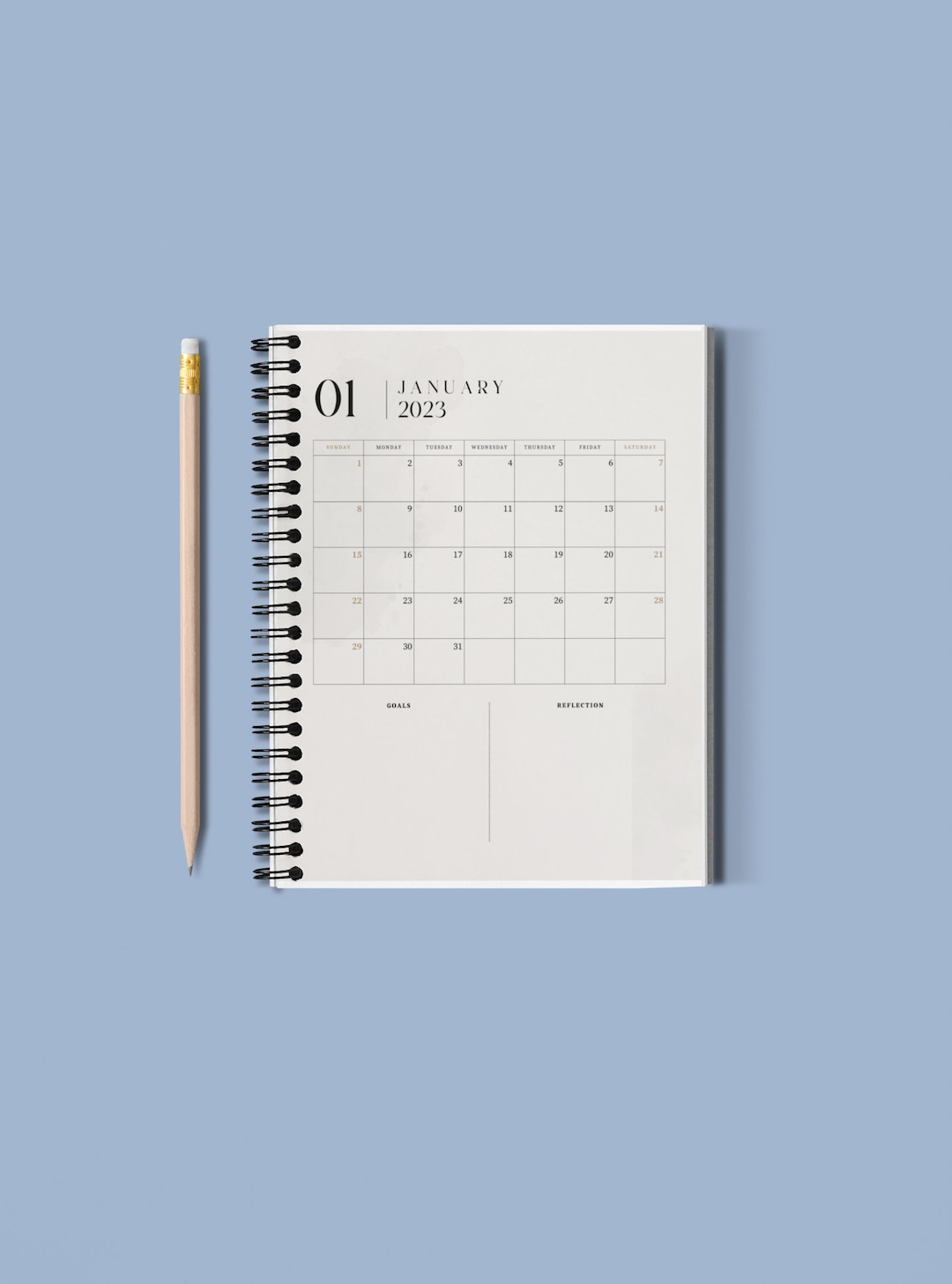2023 Daily Calendar, Instant Digital Download, Daily Minimal Calendar ...