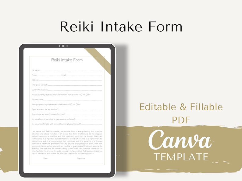 Customizable Reiki Intake Form Template for Canva Printable - Etsy
