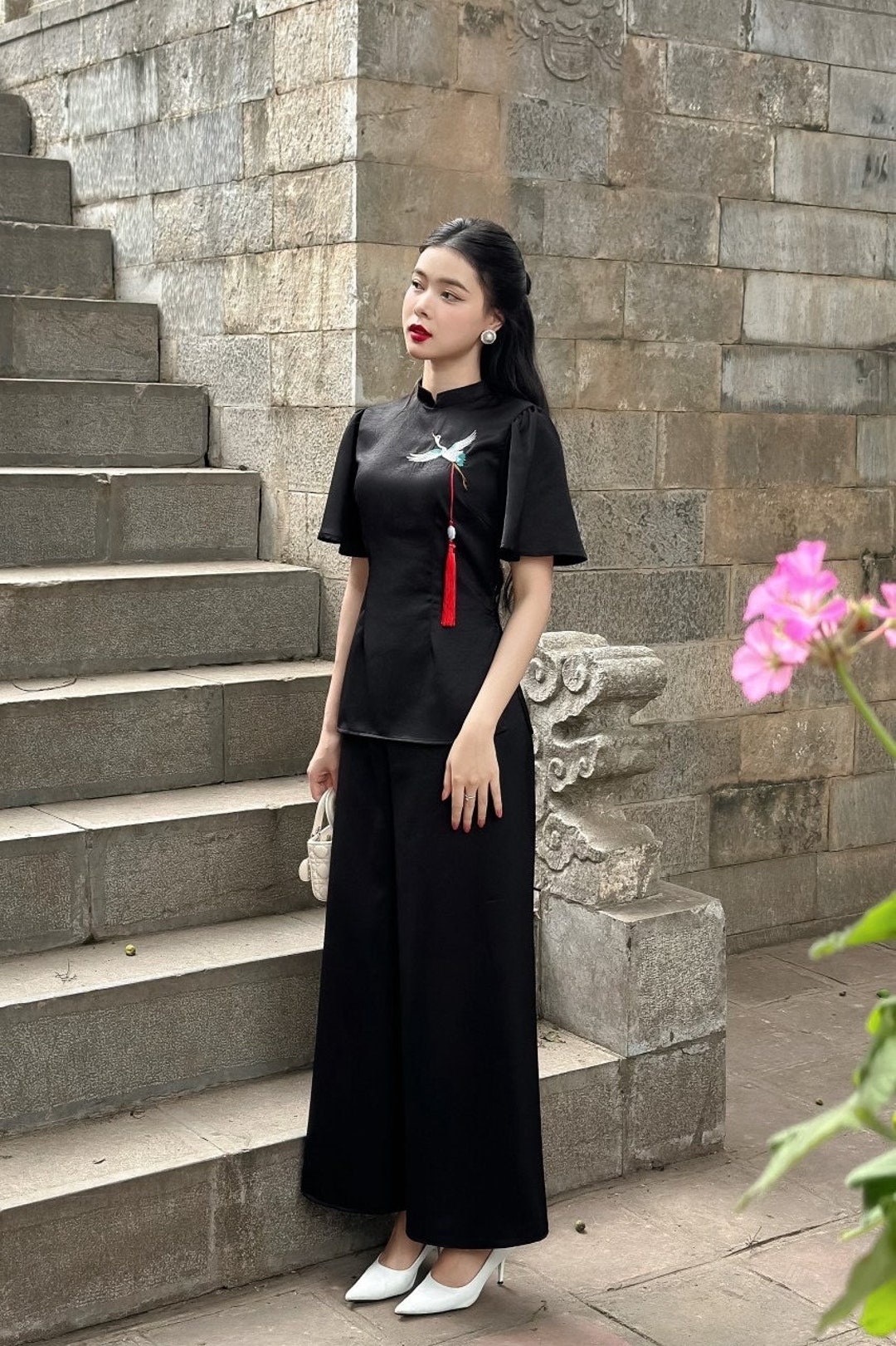 Black Set Do Lam Di Chua, Do Bo Phat Tu/pajamas Set Vietnamese Included ...