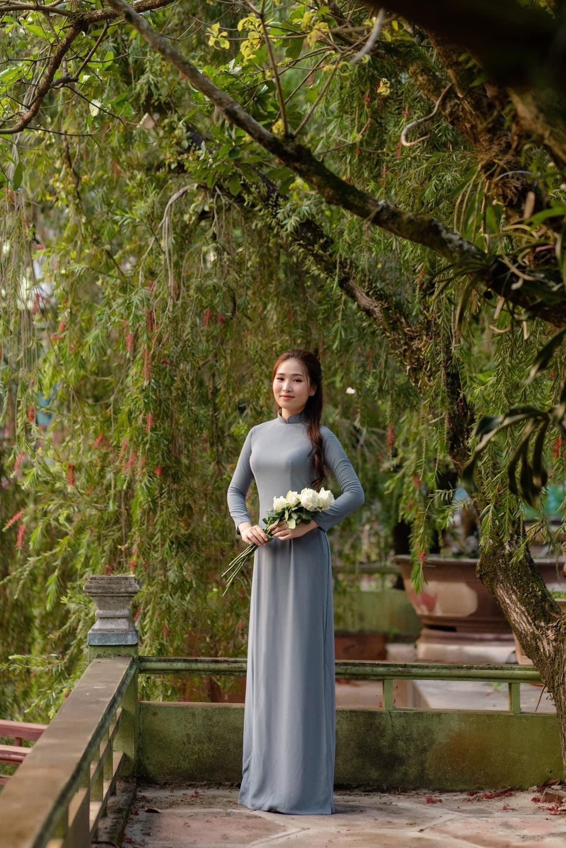 Gray Soft Silk Vietnam Traditional Dress With Double Layers Pants - Etsy