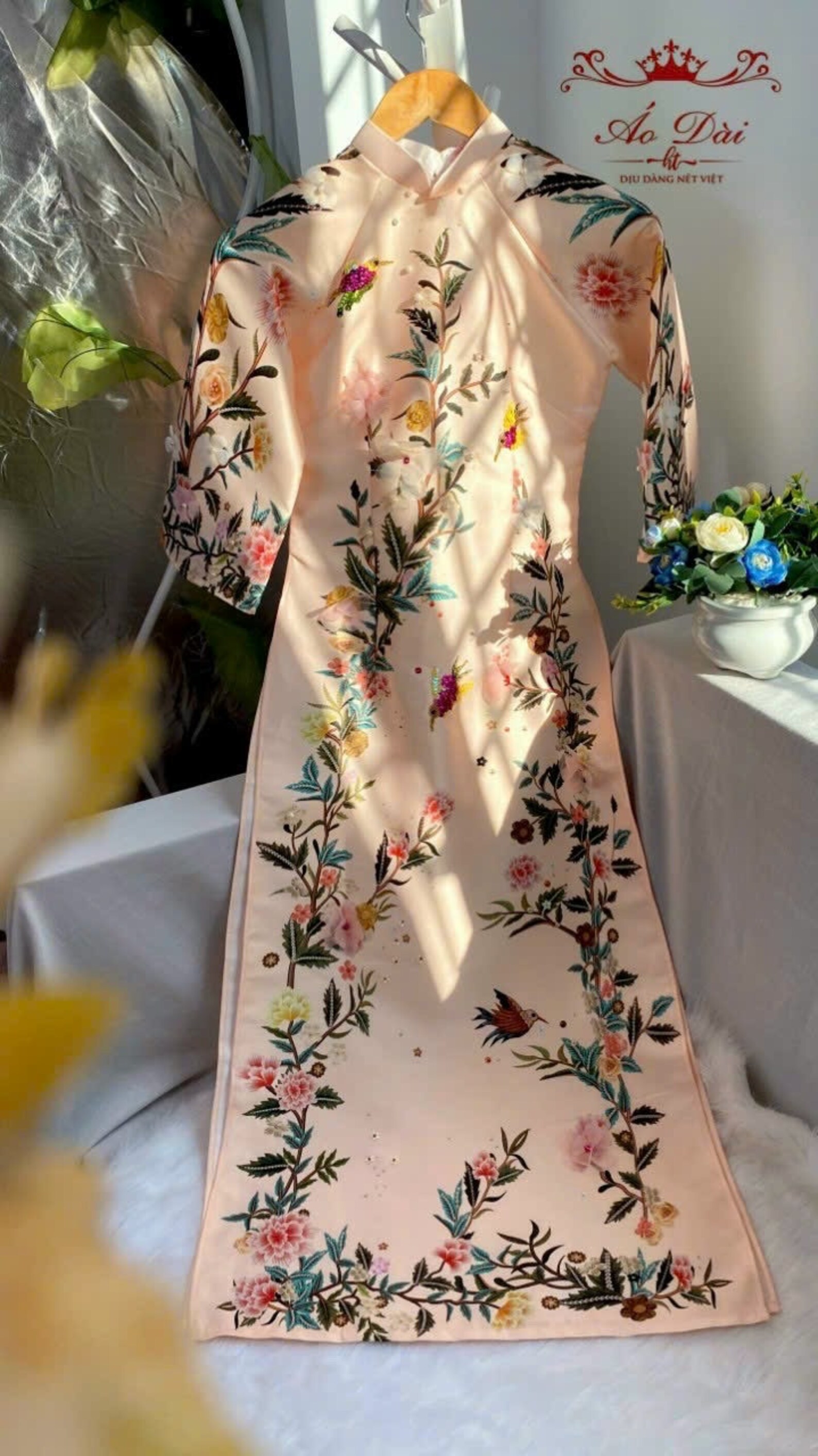 Pink Floral Vietnamese Ao Dai Dress: Taffeta Tet Lunar New Year - Etsy