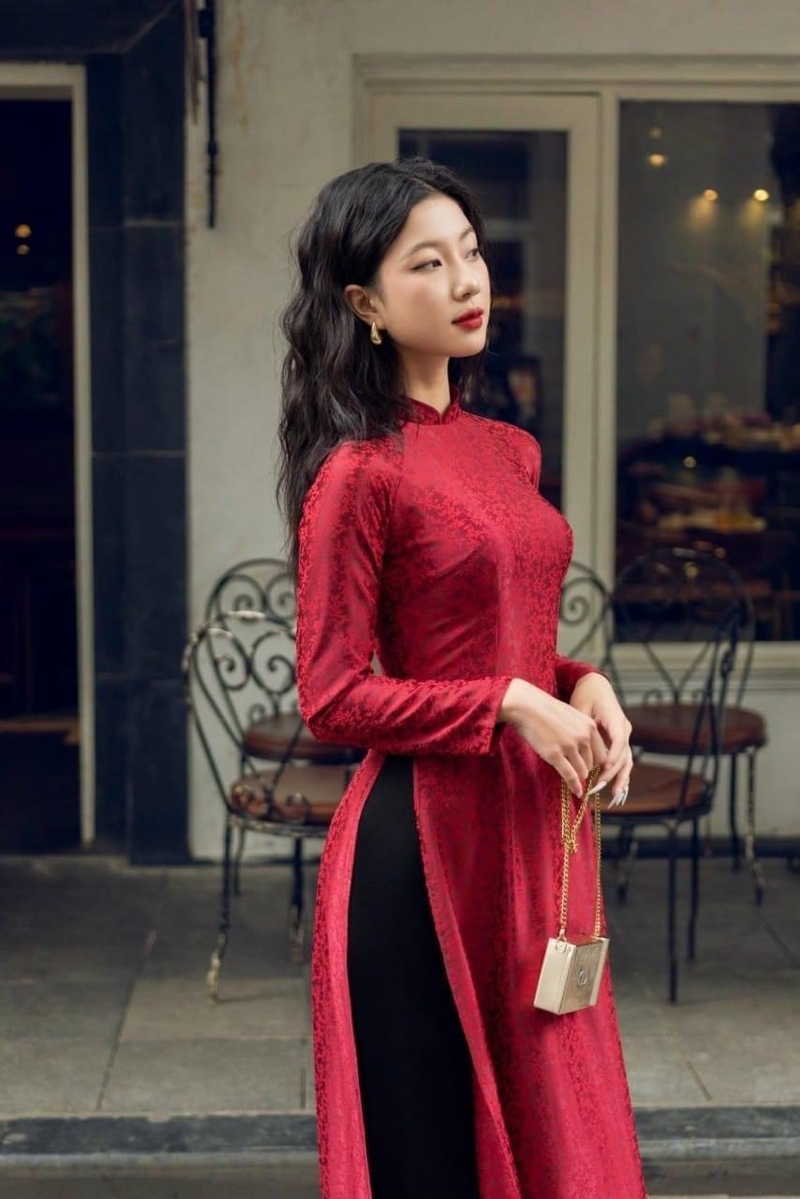 Brocade Red Vietnamese Dress Ao Dai -included Pants - Etsy