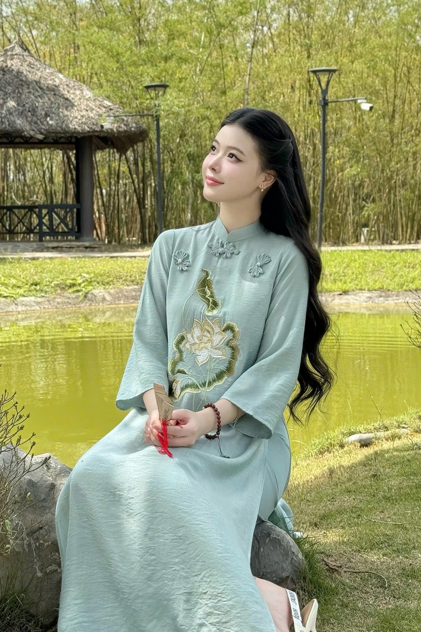 Blue Set Do Lam Di Chua/phat Tu/ Vietnamese Ao Dai Included Pant for ...