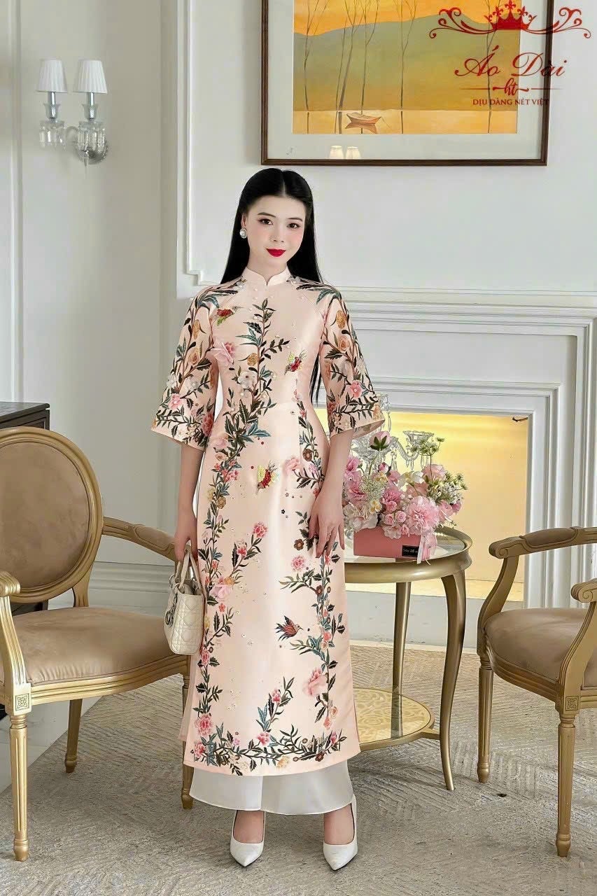 Pink Floral Vietnamese Ao Dai Dress: Taffeta Tet Lunar New Year - Etsy