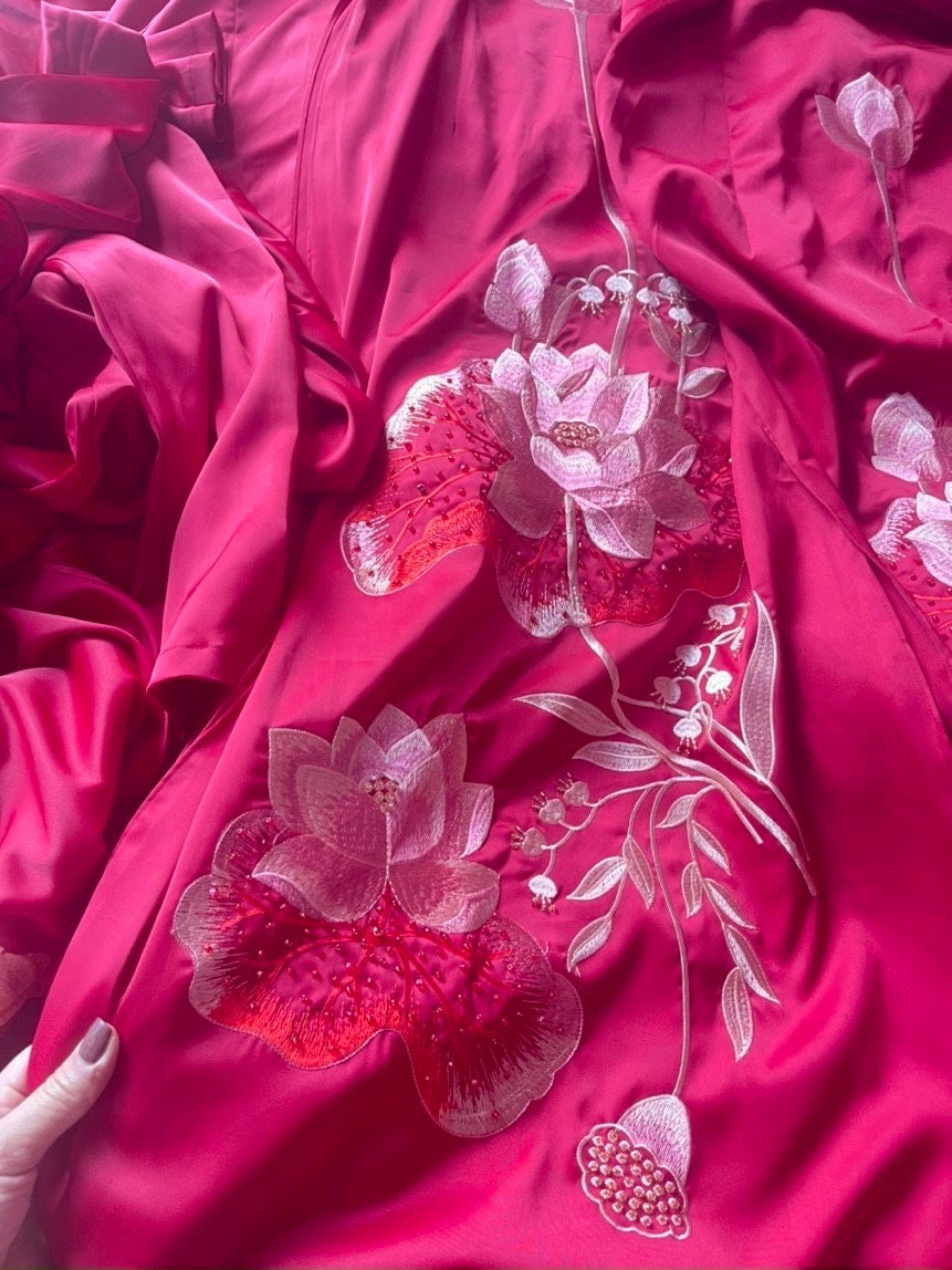 Vietnamese Dark Red Traditional Dresses Ao Dai for Mom - Etsy