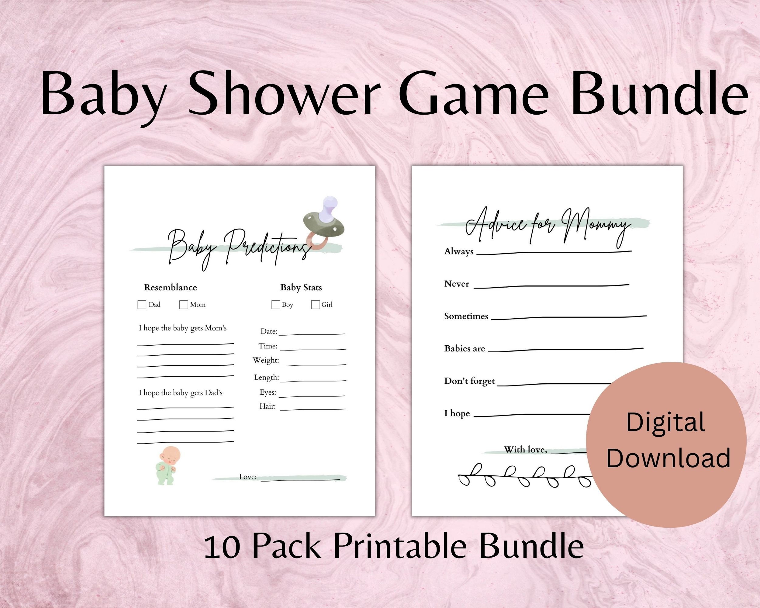 Baby Shower Games Printable Bundle, Neutral Baby Shower Games, Fun Baby ...
