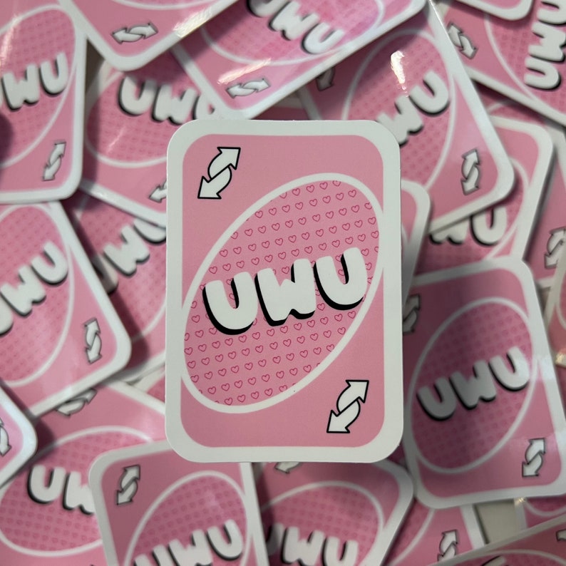 Cute Pink Uwu Sticker Vinyl Weather Waterproof Glossy Kawaii Gamer UNO ...