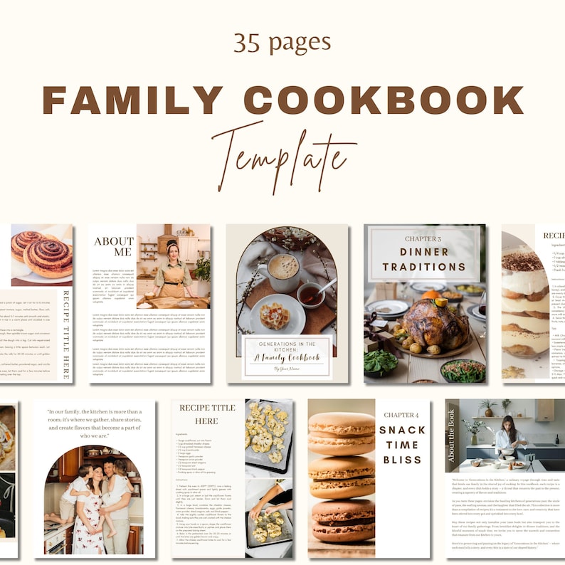 Cookbook Template | Family Recipe Book Template | Editable Recipe Ebook ...