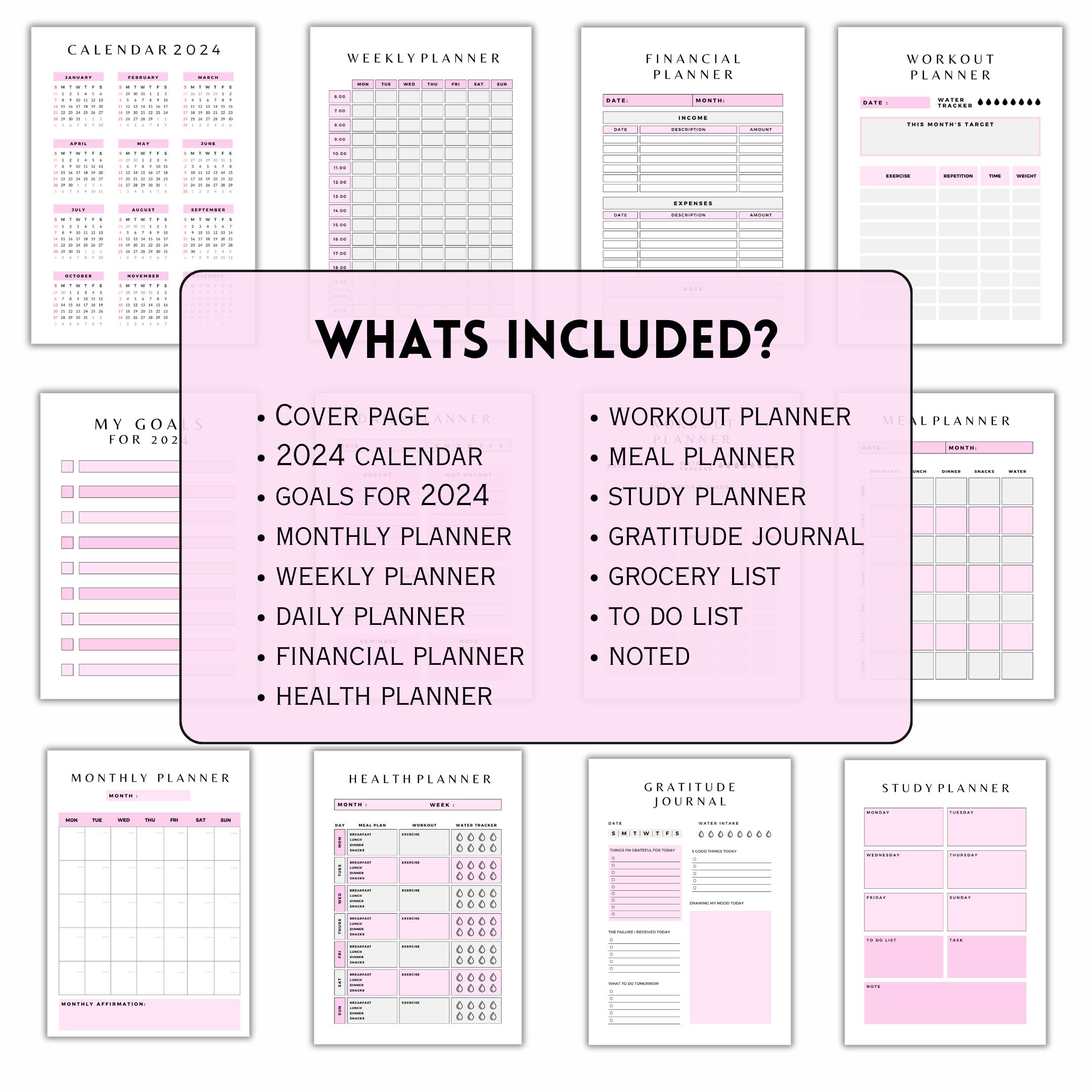 2024 Journal Planner Printable, Monthly Planner, Weekly Planner, Daily ...