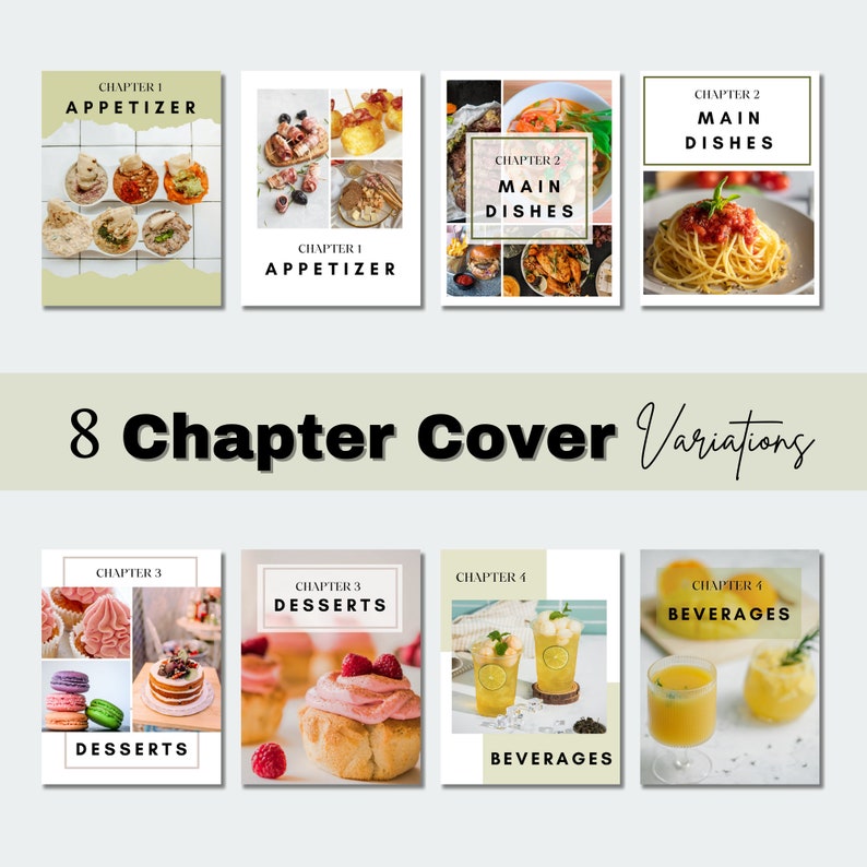 Cookbook Template, Green Recipe Book Template, Printable Recipe Ebook ...
